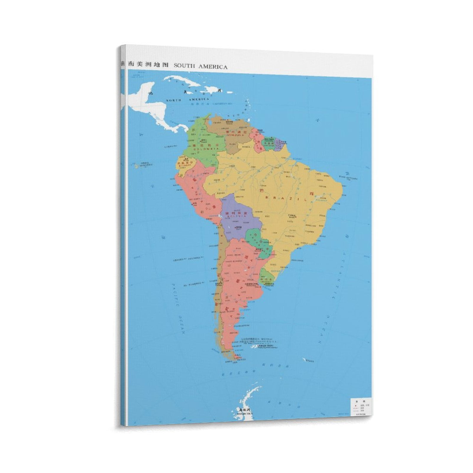 Color-separated Map of South America. Artworks Picture Print Poster ...