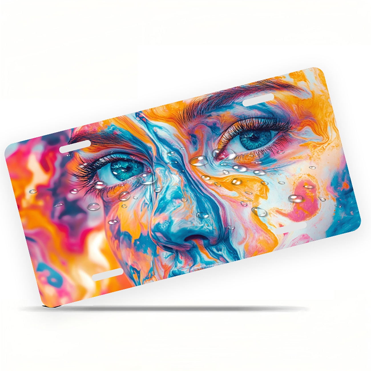 Color splashed Face Front License Plate, Metal License Plate, Funny ...