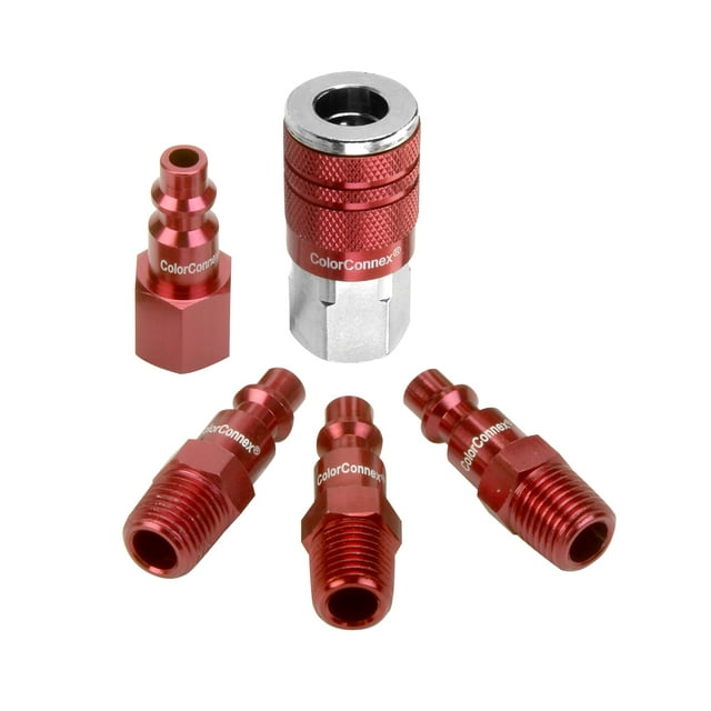 ColorConnex® Coupler and Plug Kit, 5-Piece, Type D, 1/4" Body, 1/4" NPT ...