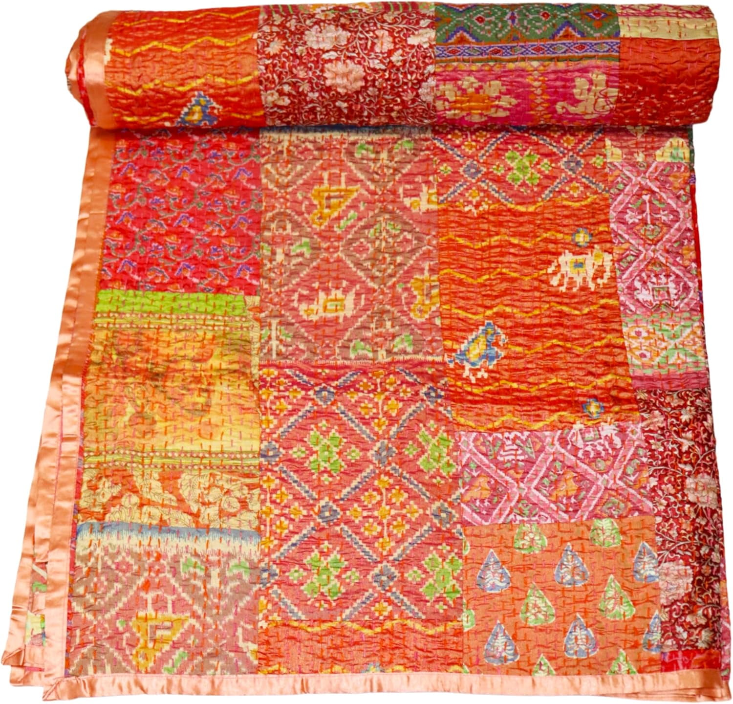 ColorFull House Handcrafted Silk Patola Kantha Quilt – Reversible ...