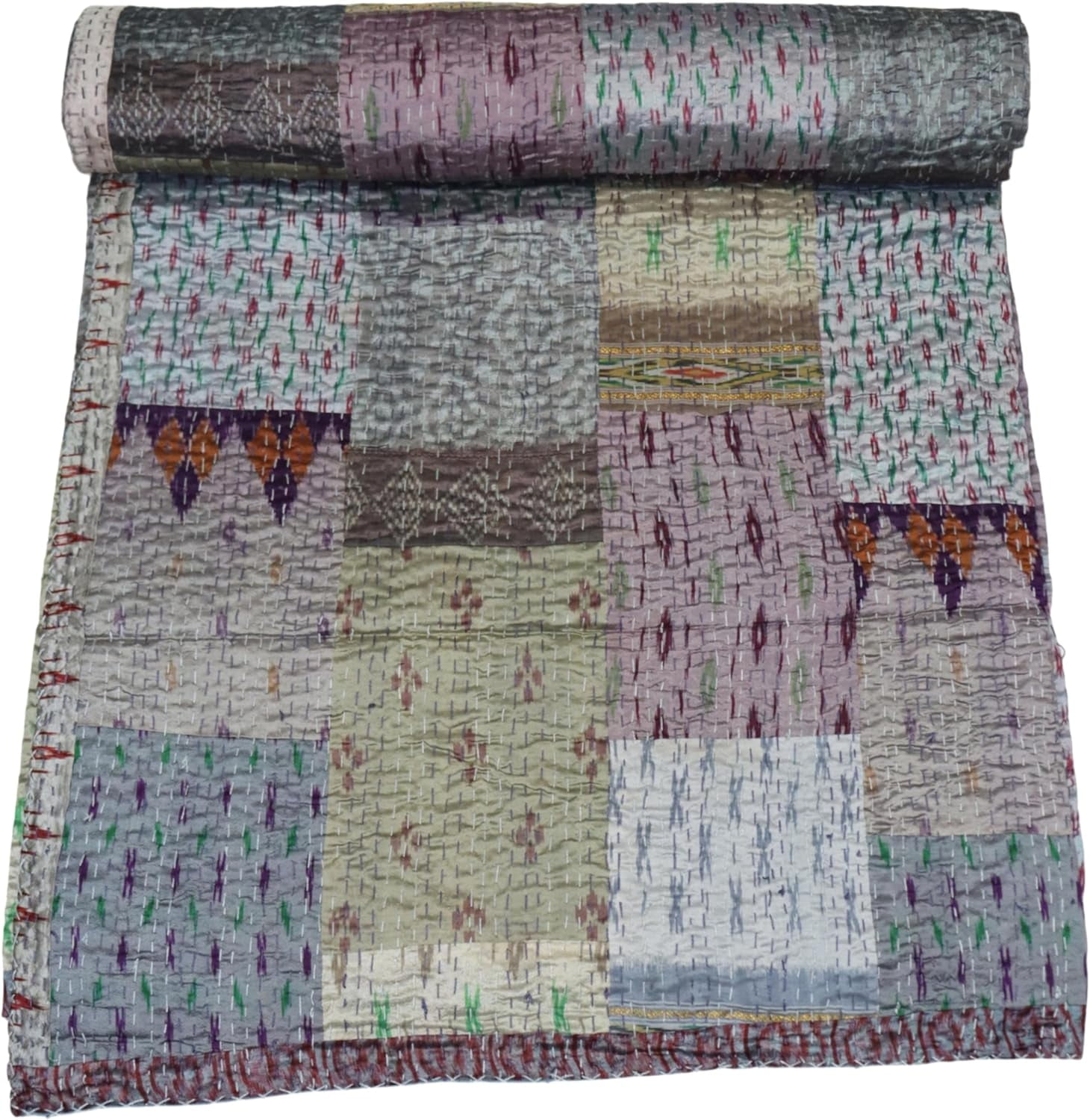 ColorFull House Handcrafted Silk Patola Kantha Quilt – Reversible ...