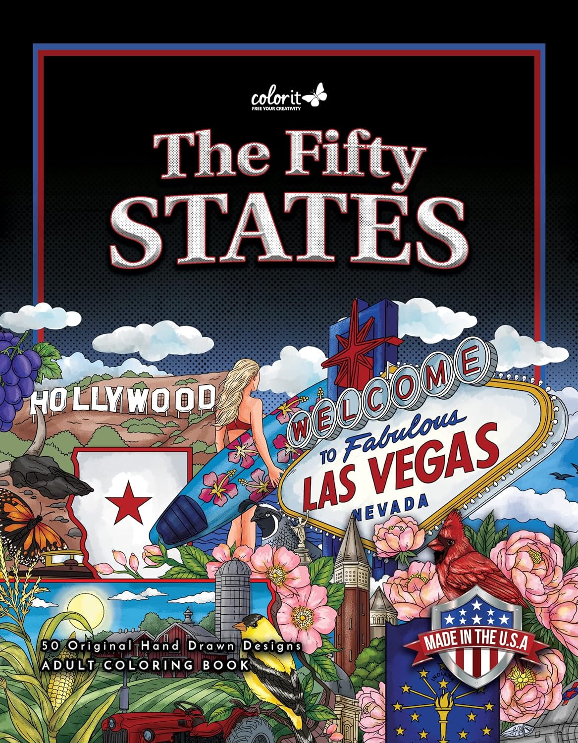 ColorIt The Fifty States Vol 1 Adult Coloring Book, 50 Original Pages ...