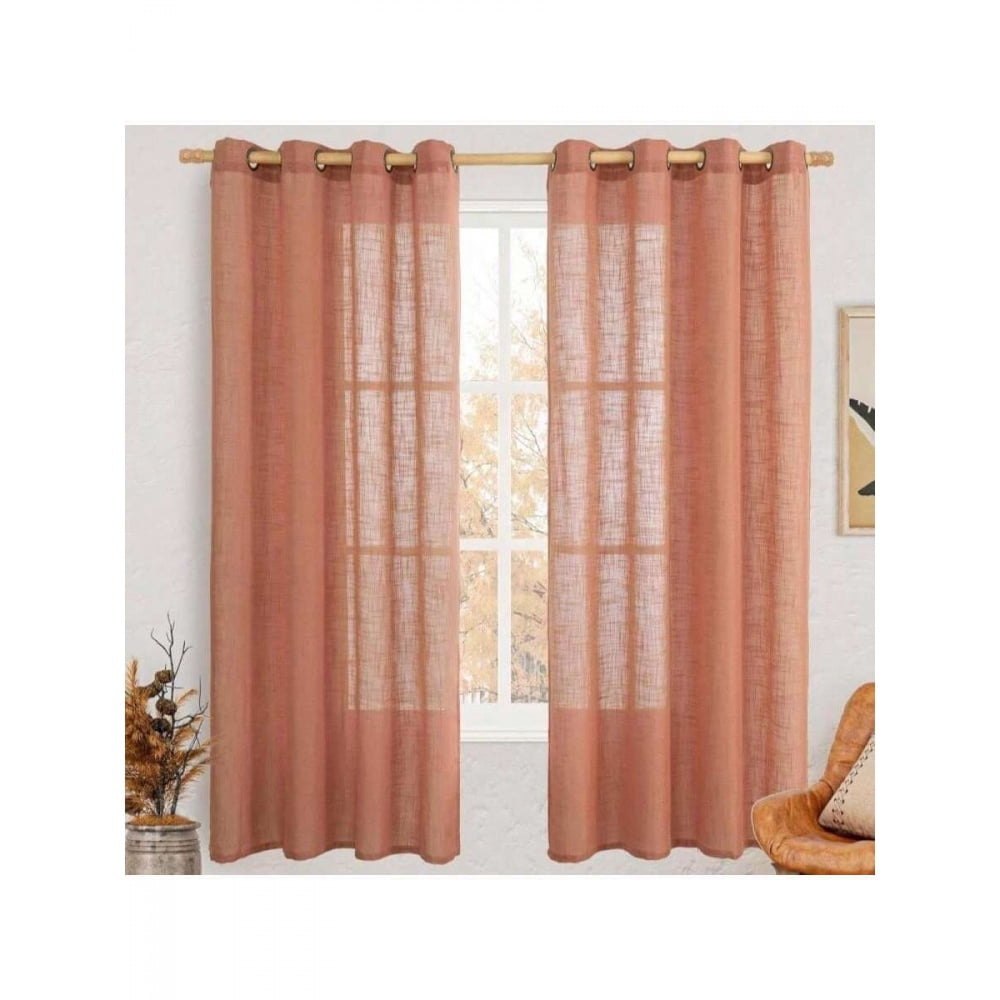 ColorP Terracotta Linen Semi Sheer Curtains 84 Inch, Light Filtering ...