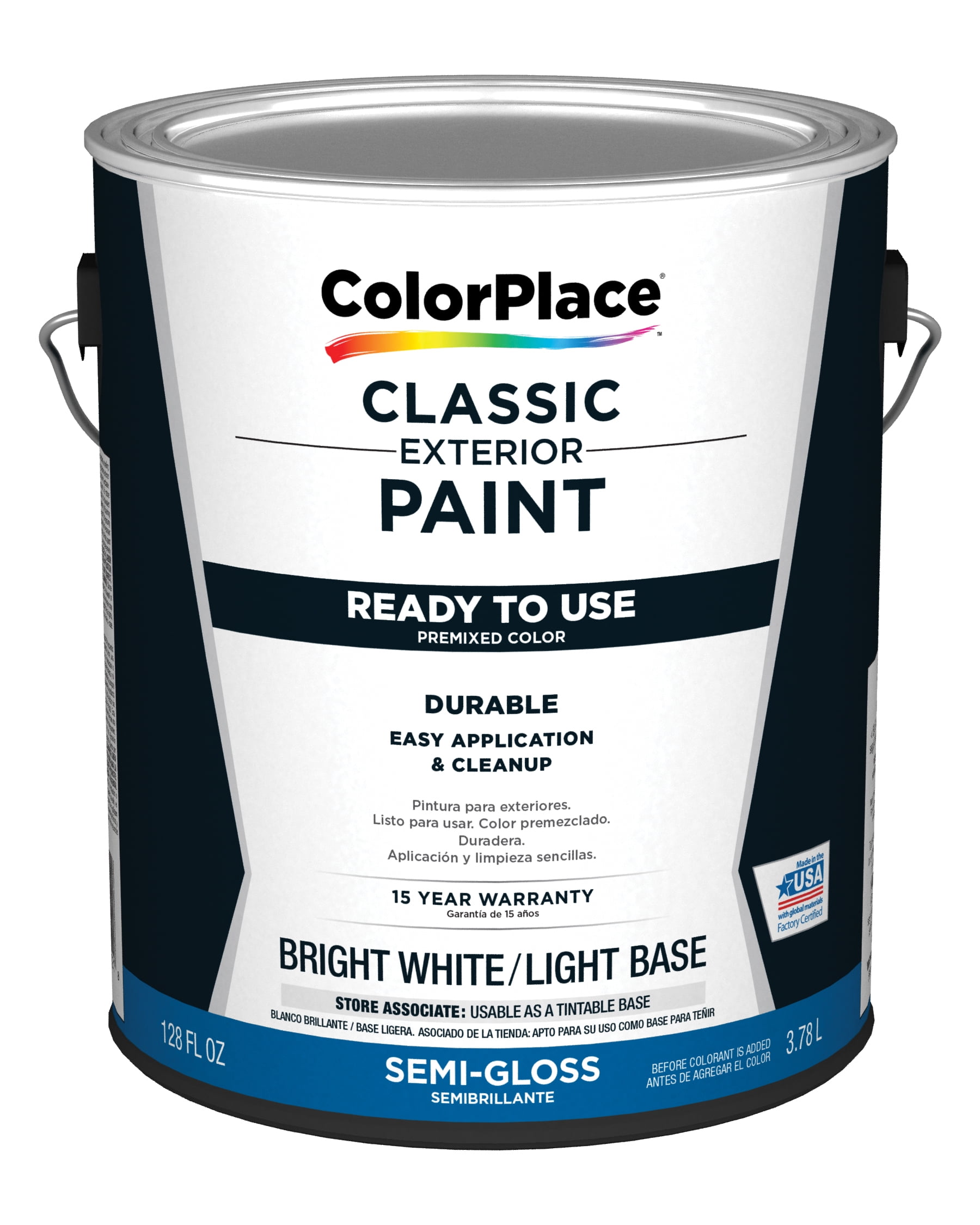 ColorPlace Classic Exterior House Paint, Semi-Gloss, Bright White/Light ...