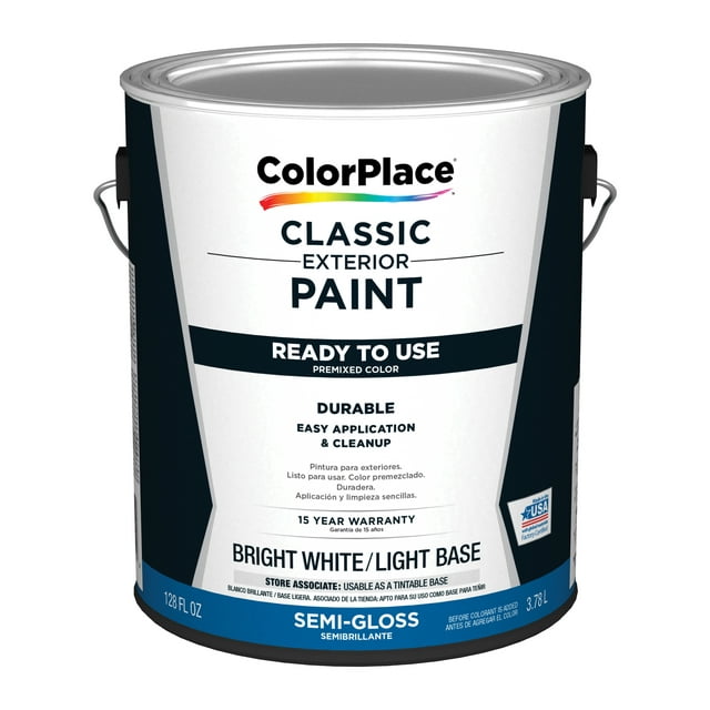 ColorPlace Classic Exterior House Paint, Semi-Gloss, Bright White/Light ...