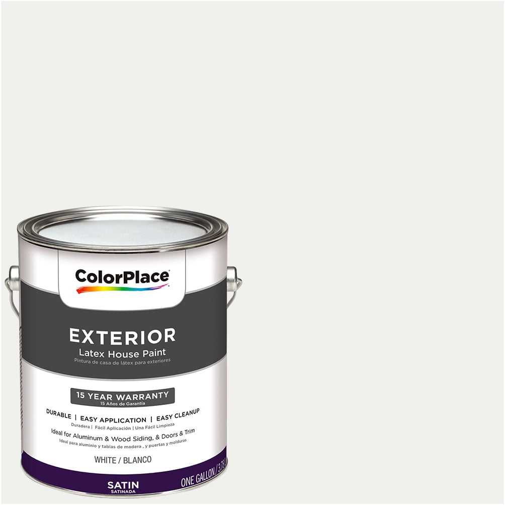 ColorPlace Exterior Latex House Paint, White,1 Gallon, Satin - Walmart.com