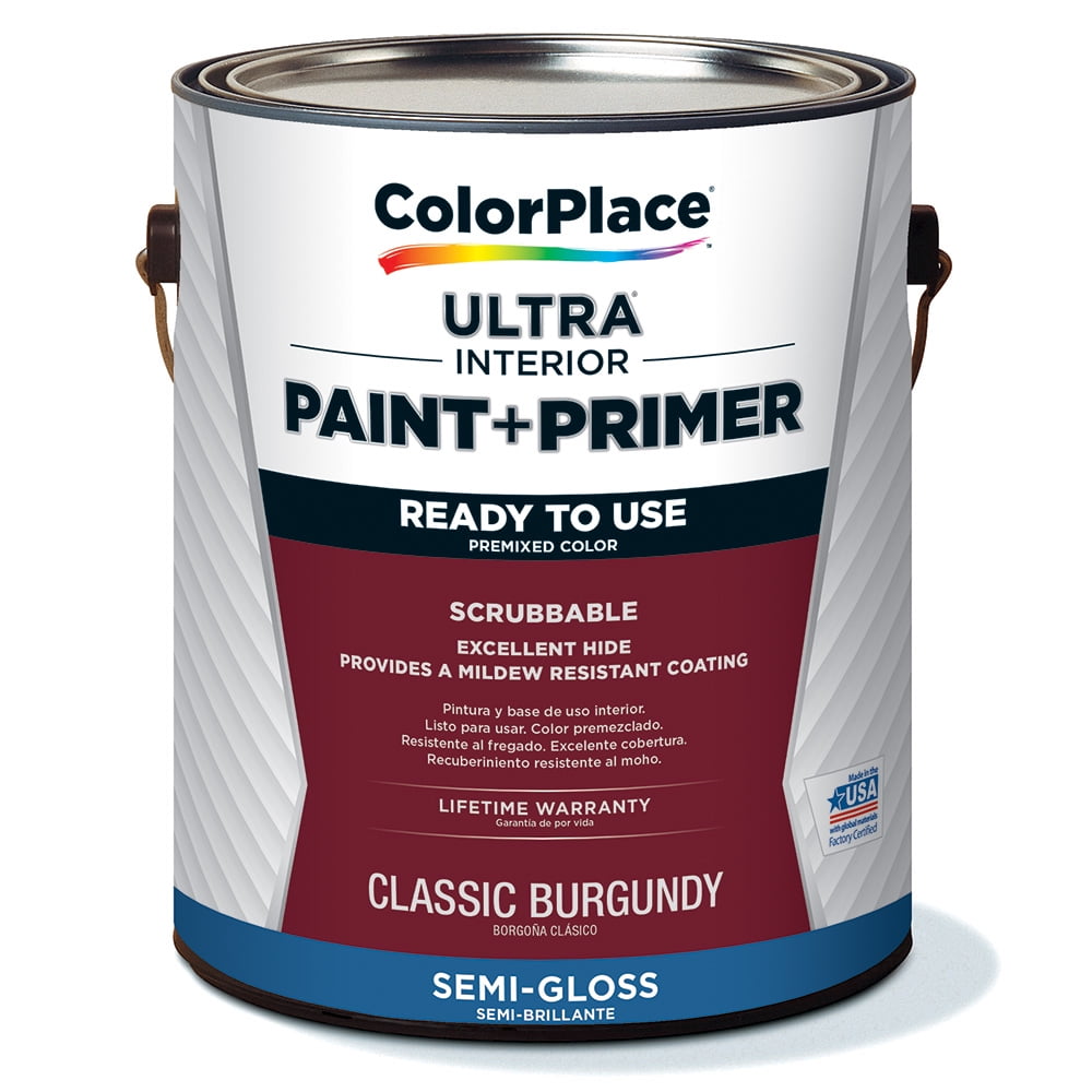 ColorPlace ULTRA Interior Paint & Primer, Classic Burgundy / Red, Semi ...