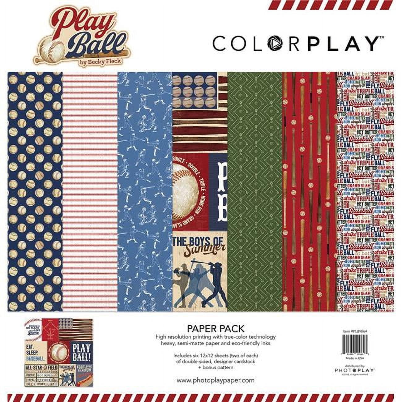 ColorPlay Collection Pack 12"X12"-Play Ball, 6 Designs/2 Each + Bonus ...