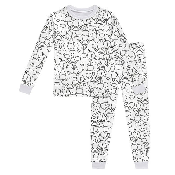 Colorable Pajamas Kids Kid Christmas Rainbow Doodle Pjs Sets Crew Neck ...