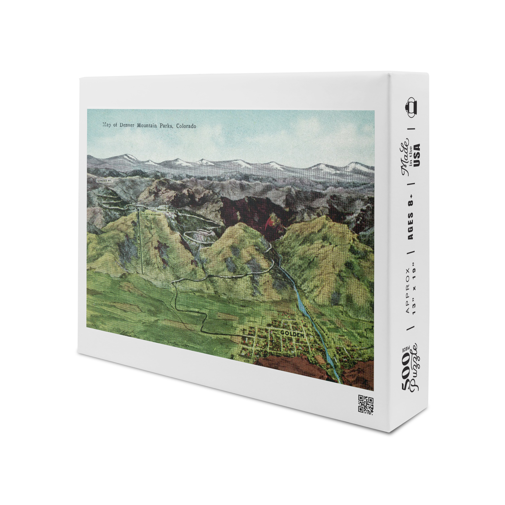 Colorado, Aerial View of Denver Mountain Parks, Map (19x27 inches ...