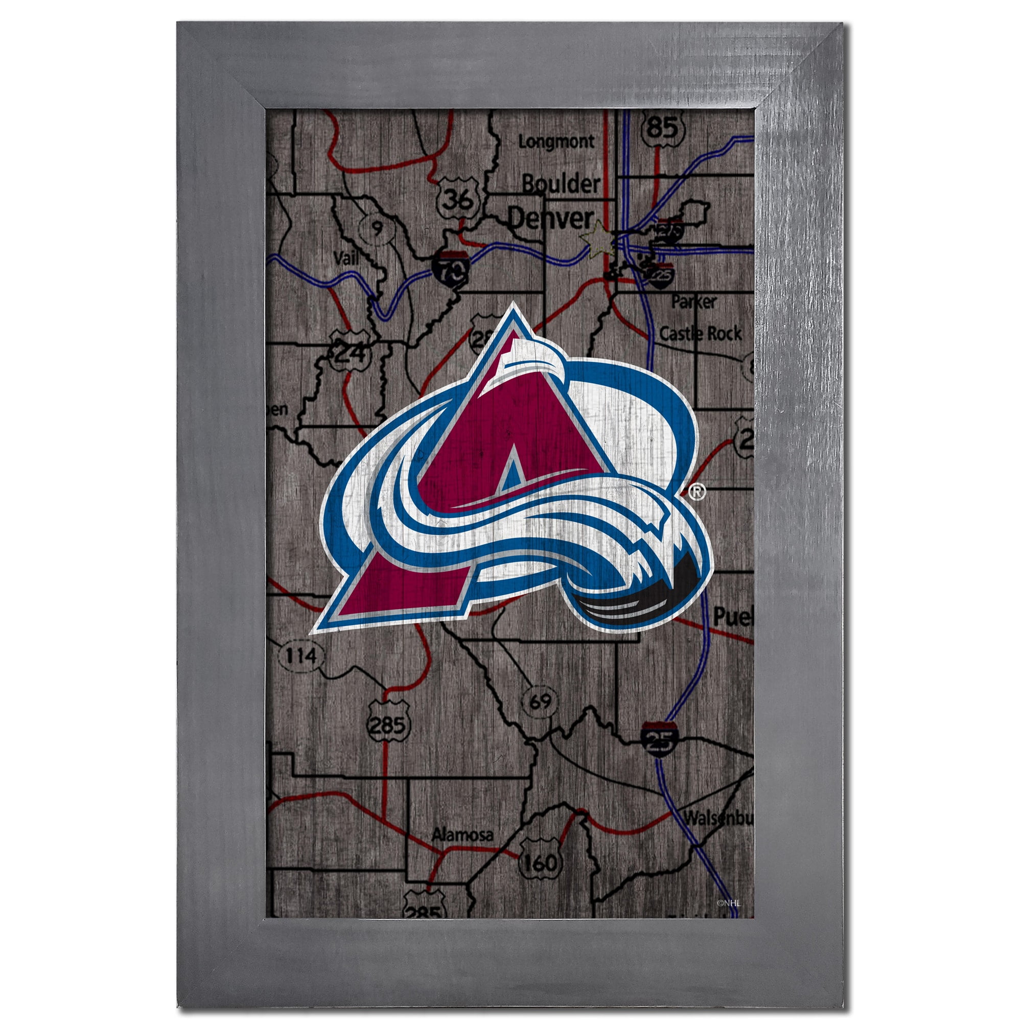 Colorado Avalanche 11'' x 19'' Framed Team City Map Sign - Walmart.com