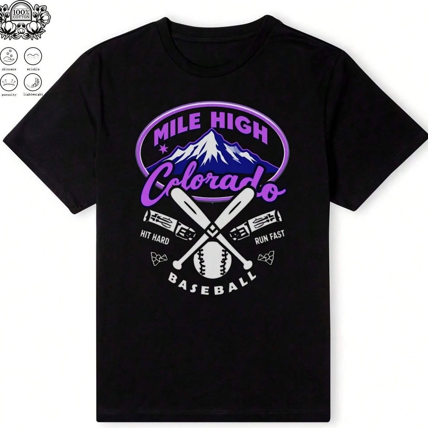 Colorado Baseball R1OCky Mountain SkY1Line Baseball Vintage T-S1Hirt ...