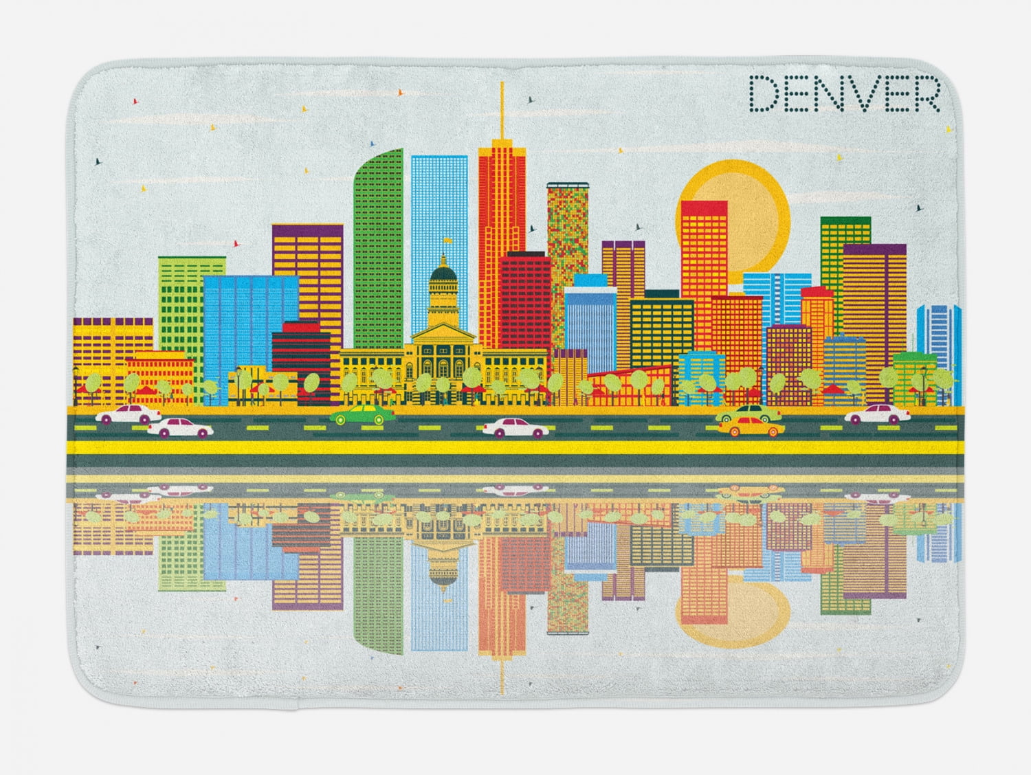 Colorado Bath Mat, Denver Skyline Big Old Town Mile High City USA ...