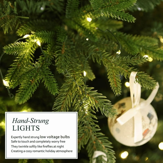 Colorado Blue Spruce 7.5ft Christmas Tree with 4076 Branch Tips Foldable Stand & Realistic Flame ...