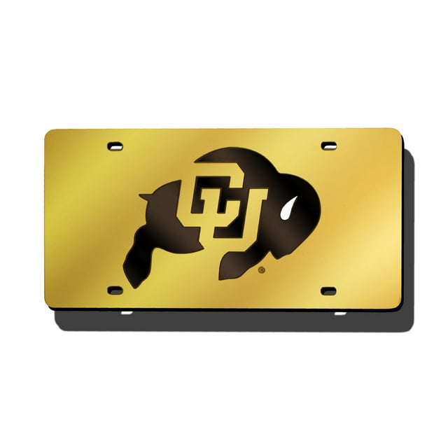 Colorado Buffaloes Gold Mirrored Laser Cut License Plate Laser Tag ...