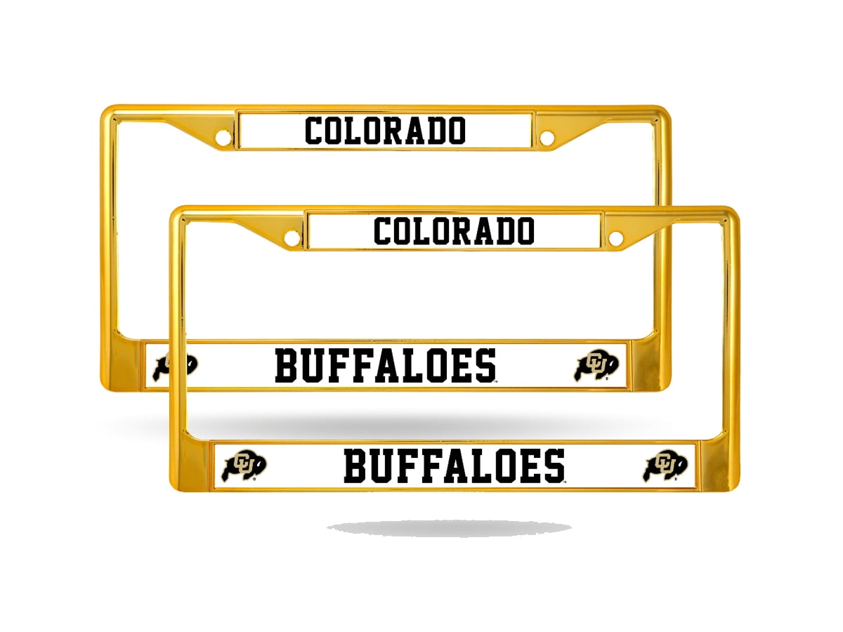 Colorado Buffaloes Gold Painted Chrome Metal License Plate Frame - Set ...