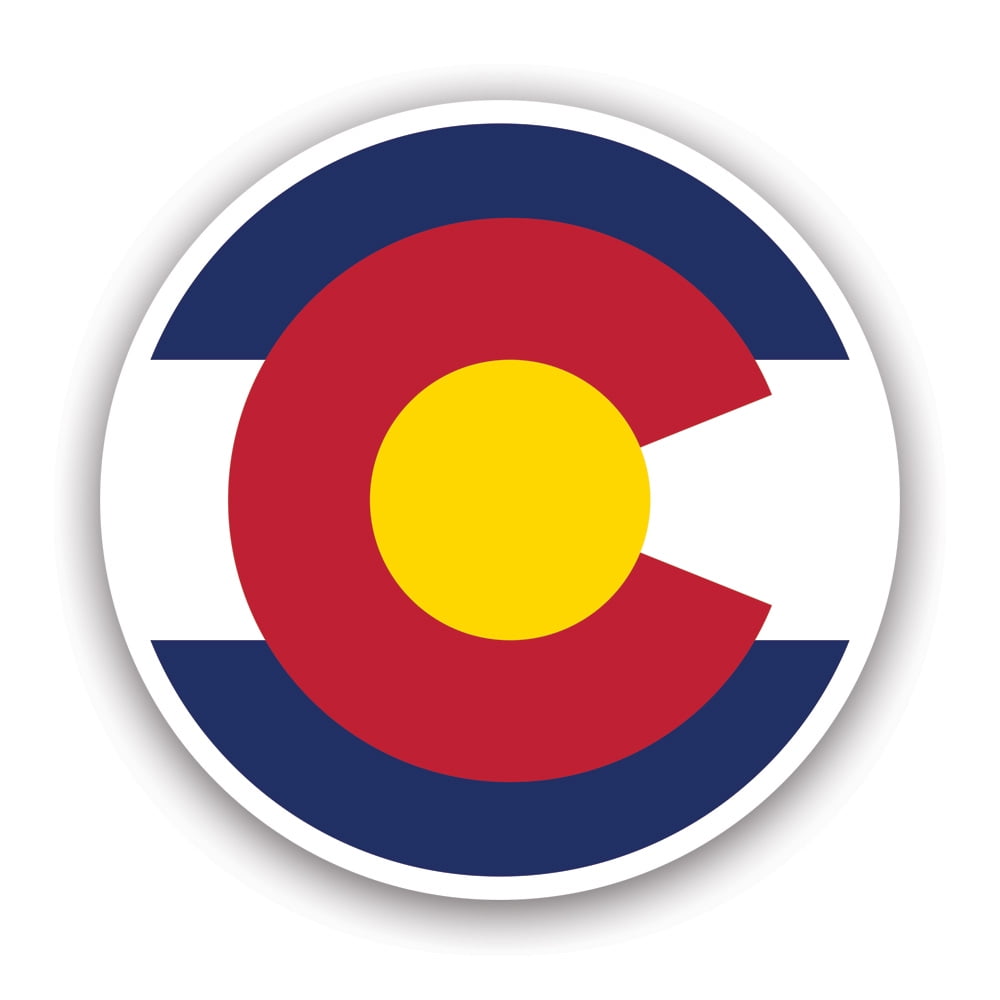 Colorado C Logo Round Flag Sticker Decal - Self Adhesive Vinyl ...