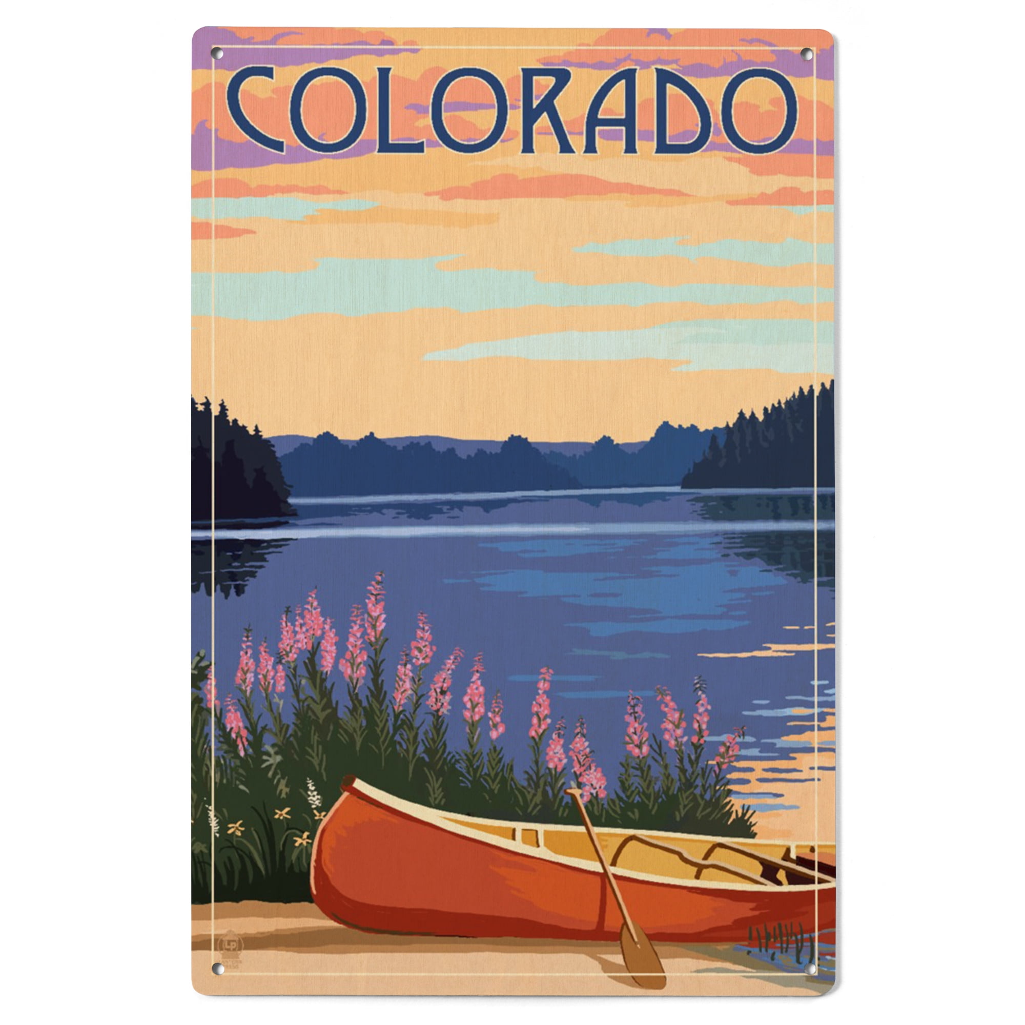 Colorado, Canoe and Lake Birch Wood Wall Sign (6x9 Rustic Home Decor ...