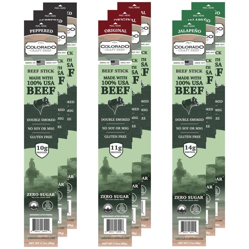 Colorado Craft Beef - AIF4 100% Beef Jerky Stick, Gluten Free, High ...