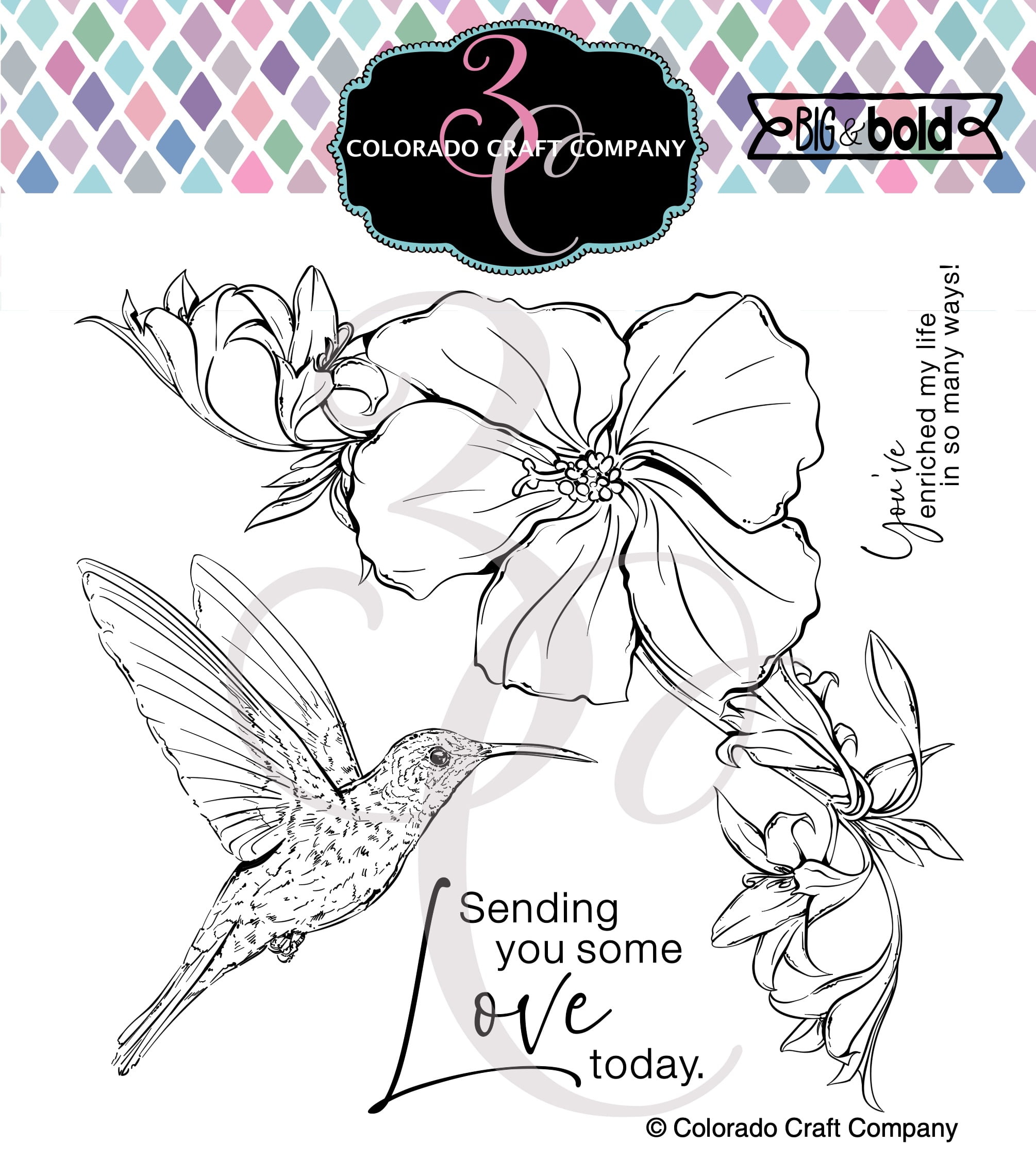 Colorado Craft Company Clear Stamps 6"X6"-Hibiscus Hummingbird-Big ...