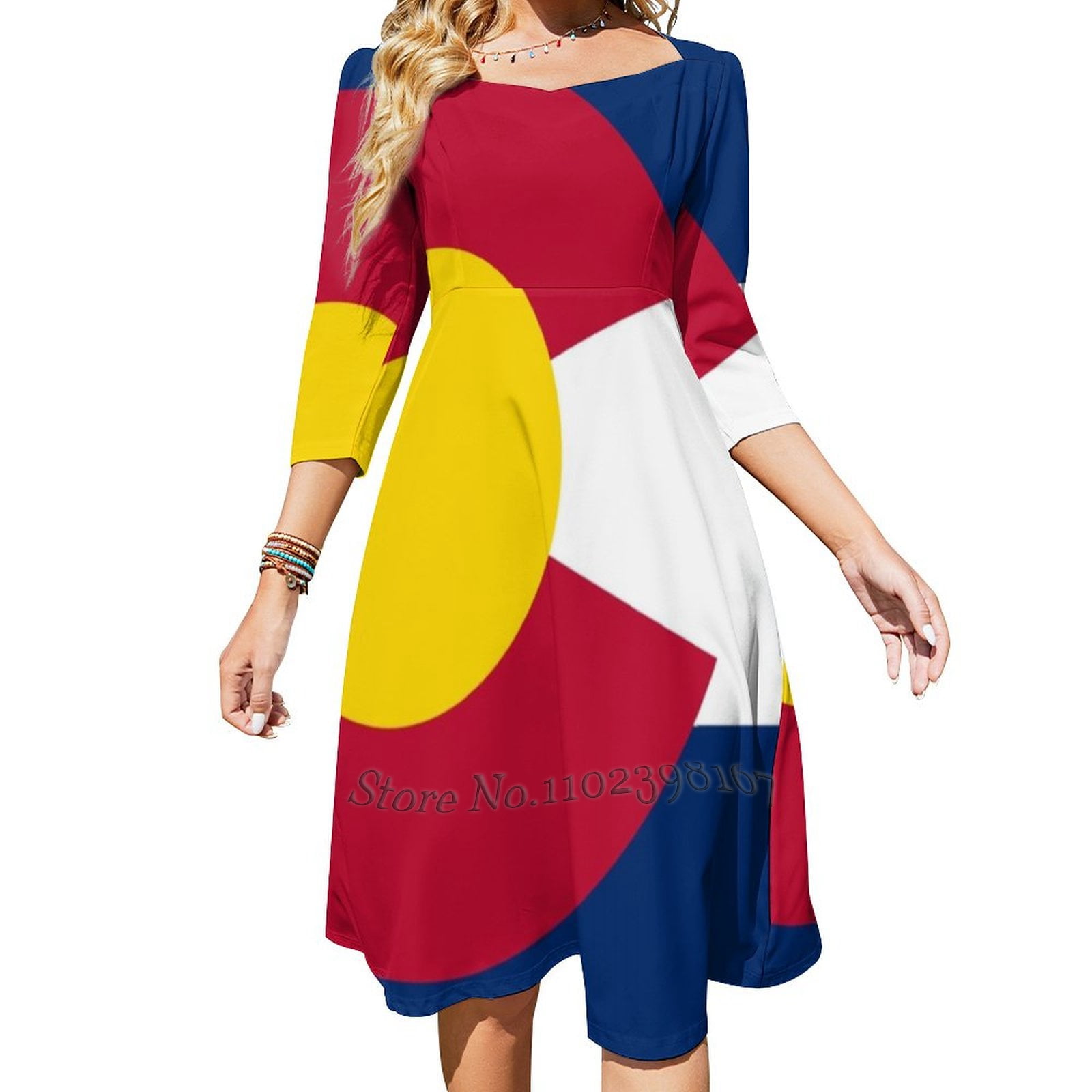 Colorado Evening Party Dresses Midi Sexy Dress Female Sweet One Piece Dress Korean Colorado Flag ...