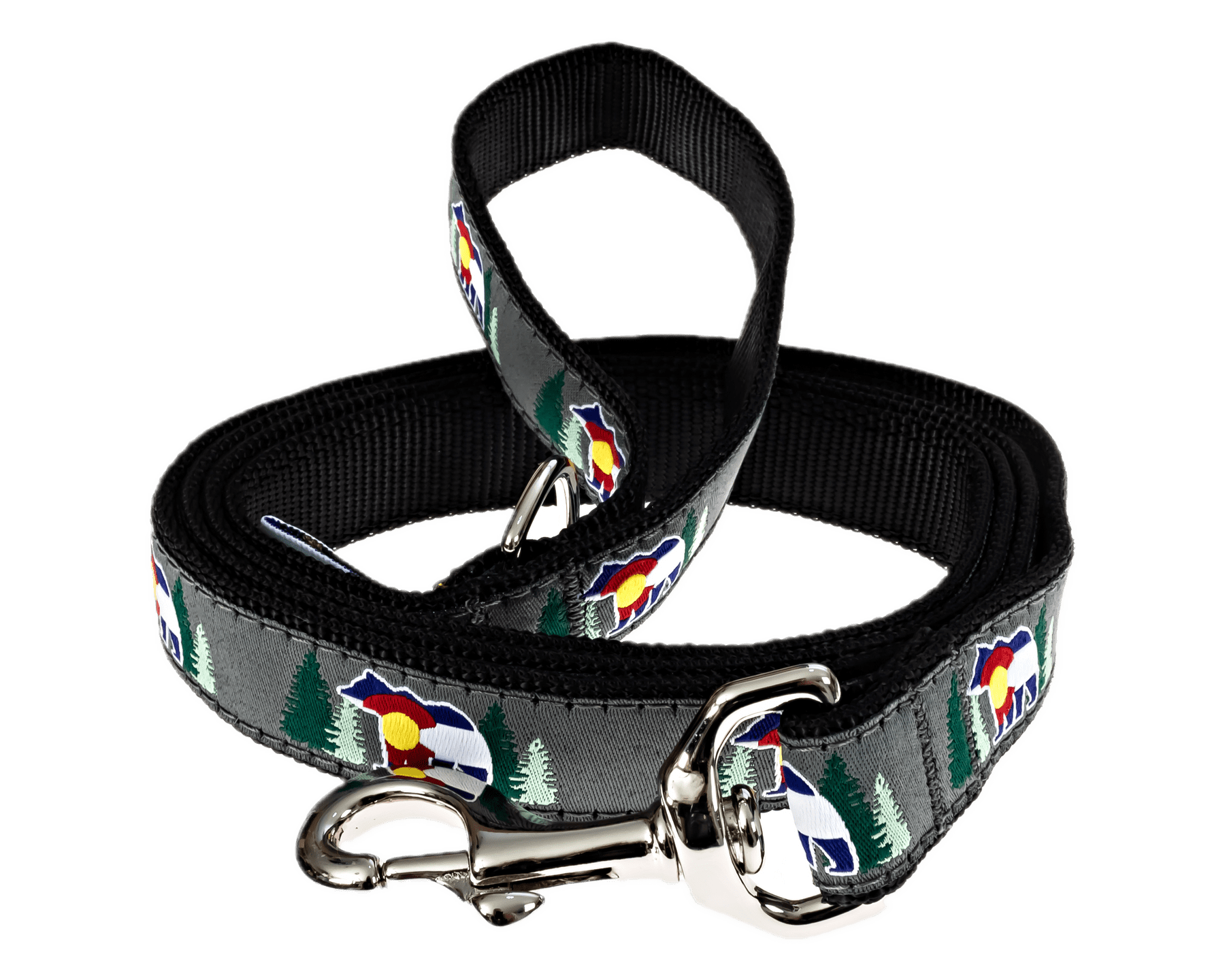 Colorado Flag Bear, 6-Foot 1" Wide Nylon Webbing Dog Leash Lead with D ...