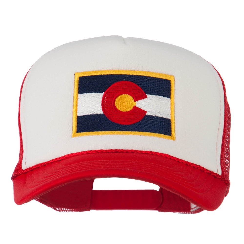 Colorado Flag Embroidered Foam Mesh Cap - Red White OSFM - Walmart.com