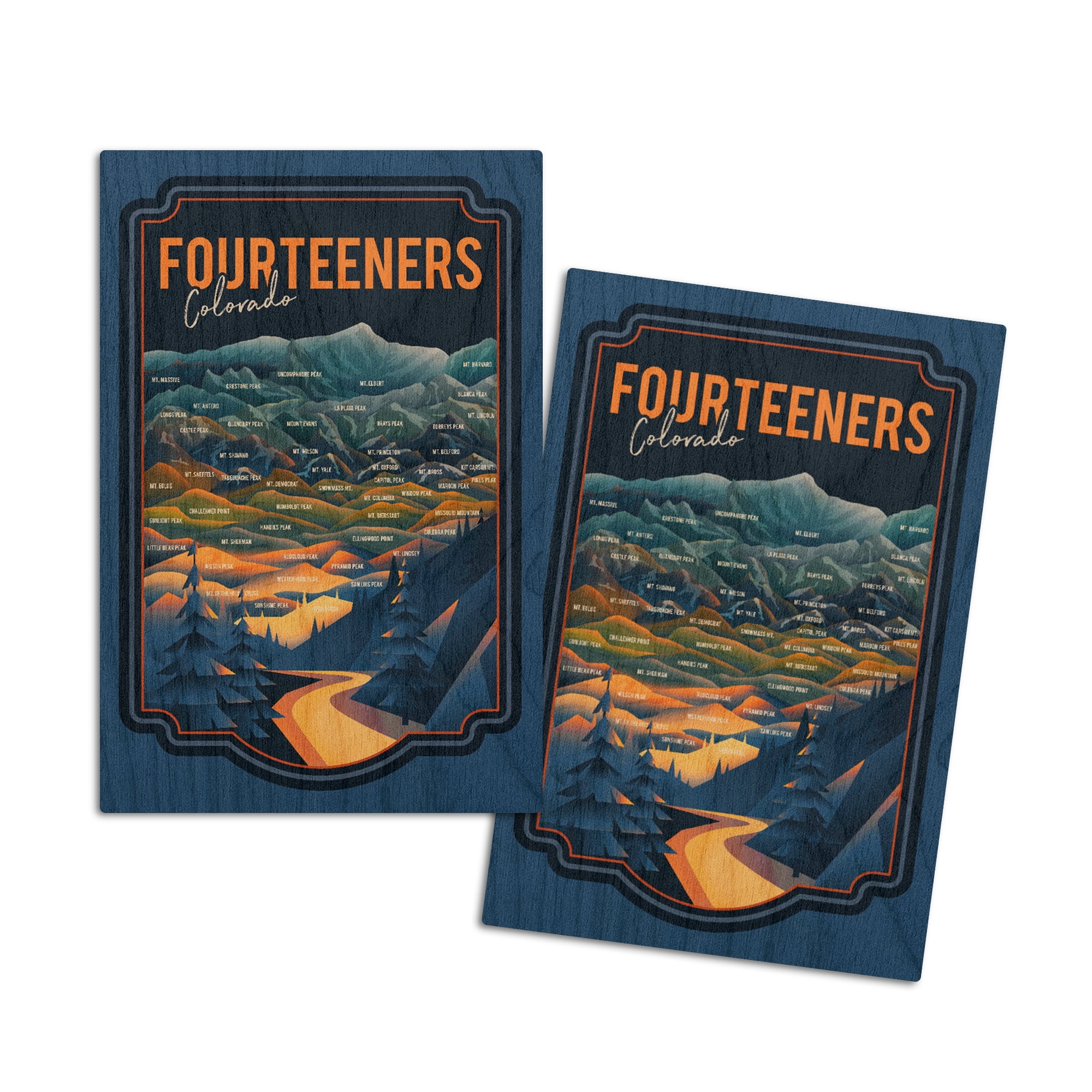 Colorado, Fourteeners, Mountain Range and Names, Contour (4x6 Birch ...