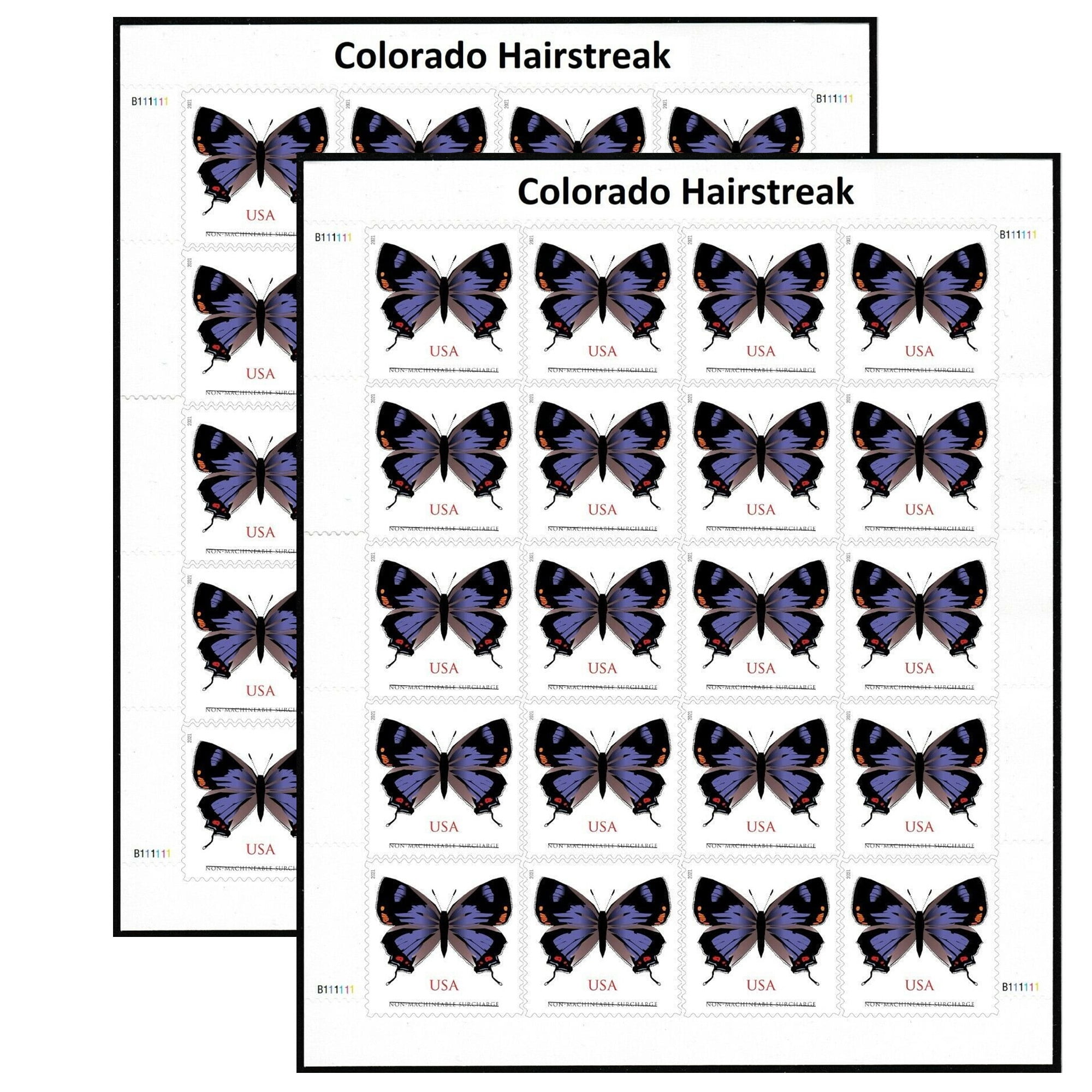 USPS Colorado Hairstreak Non-Machineable First Class Postage Stamps, 40 ...