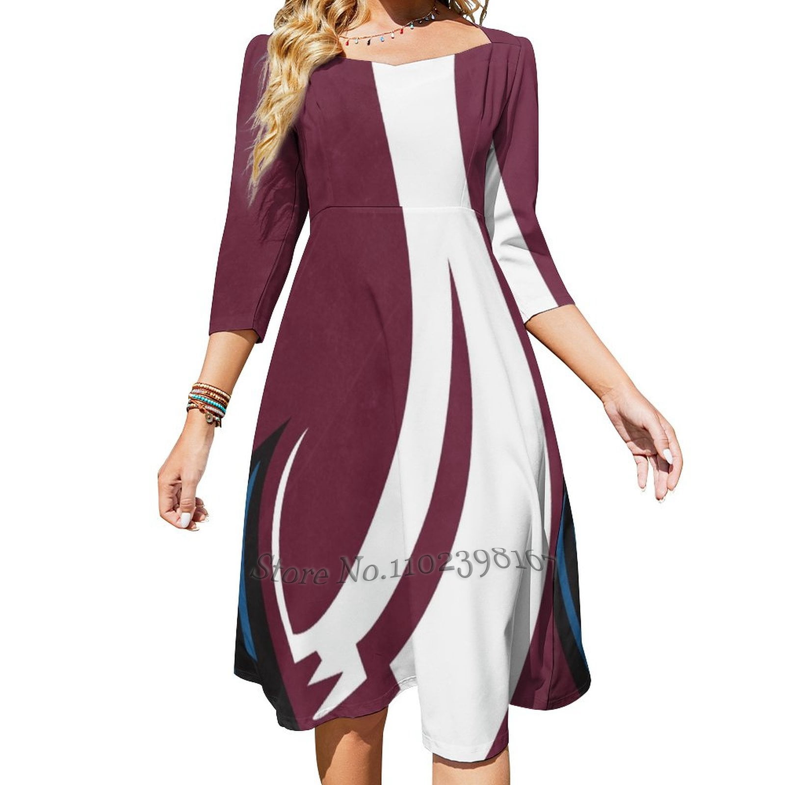 Colorado Inspired Art Square Neck Dress New Plus Size Elegant Women ...