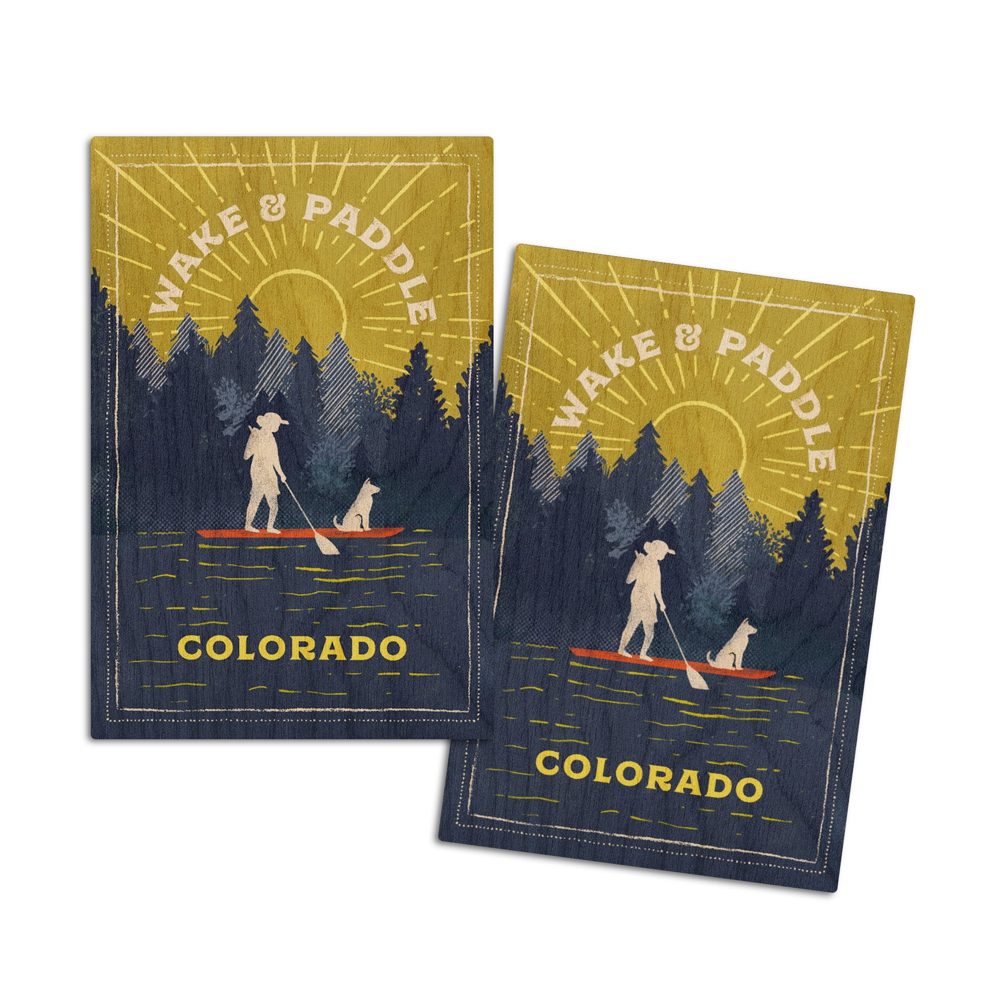 Colorado, Lake Life Series, Wake and Paddle, Landscape with Trees (4x6 ...