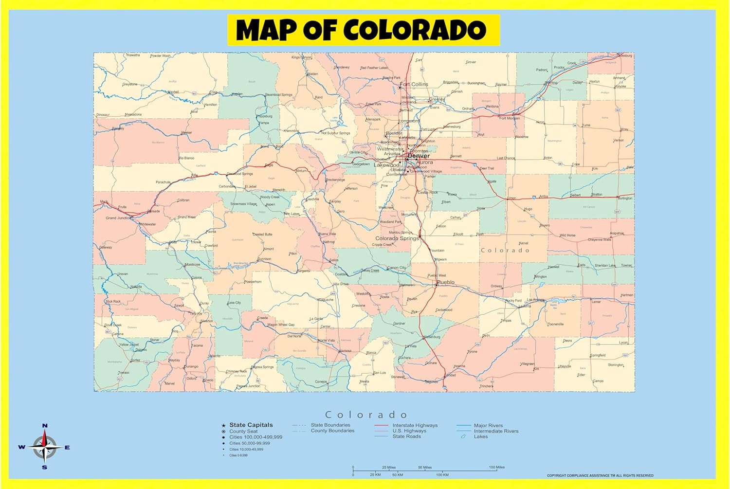 Colorado Map Poster - Laminated Wall Map - Style A - 20x30 - Ideal for ...