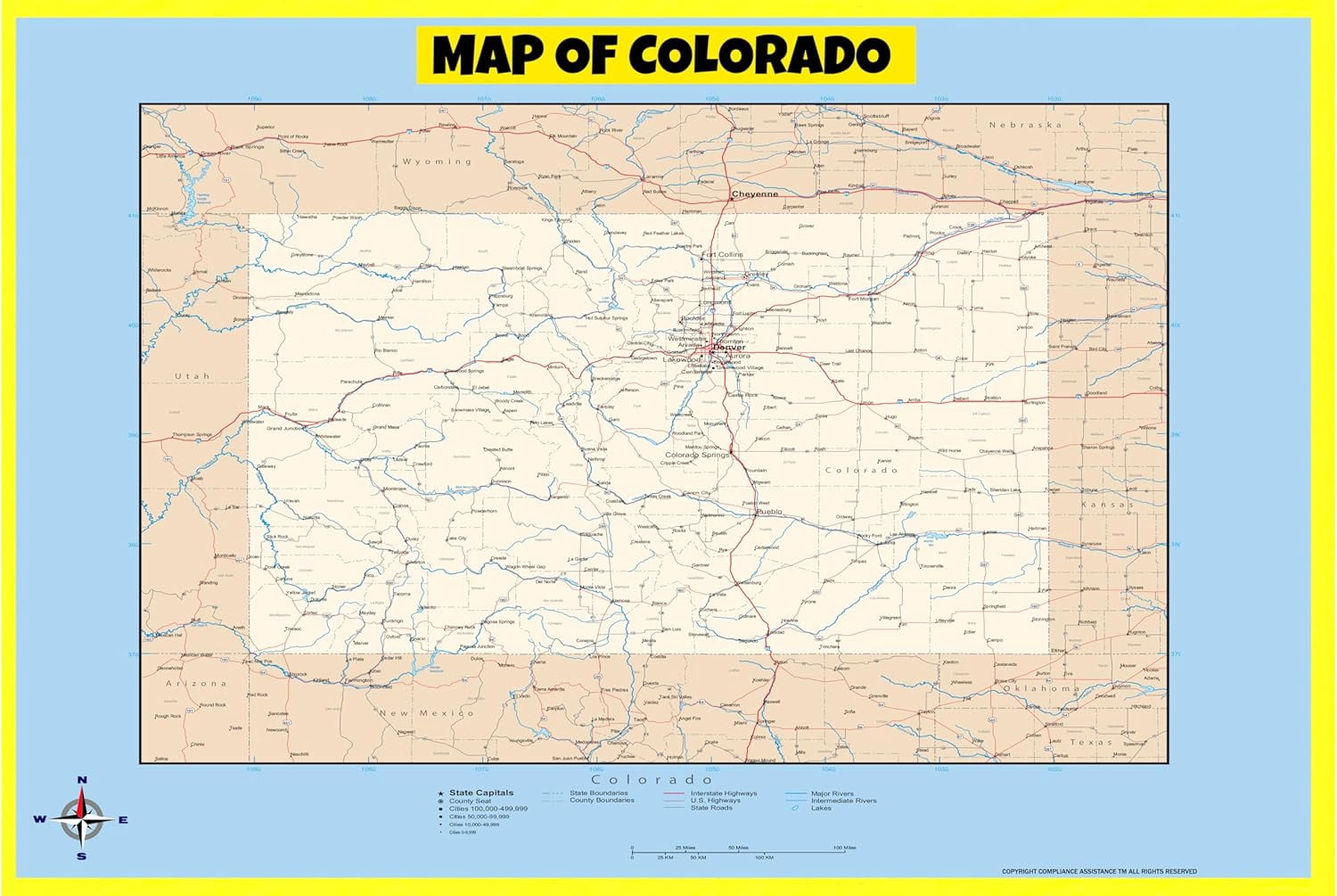 Colorado Map Poster - Laminated Wall Map - Style D - 20x30 - Ideal for ...