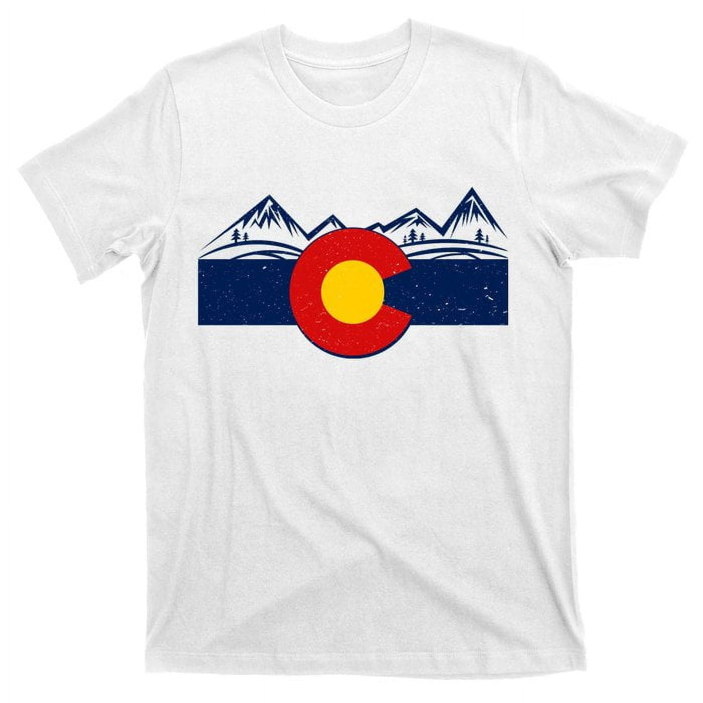 Colorado Mountain Landscape and State Flag Inspired Wilderness Themed T ...