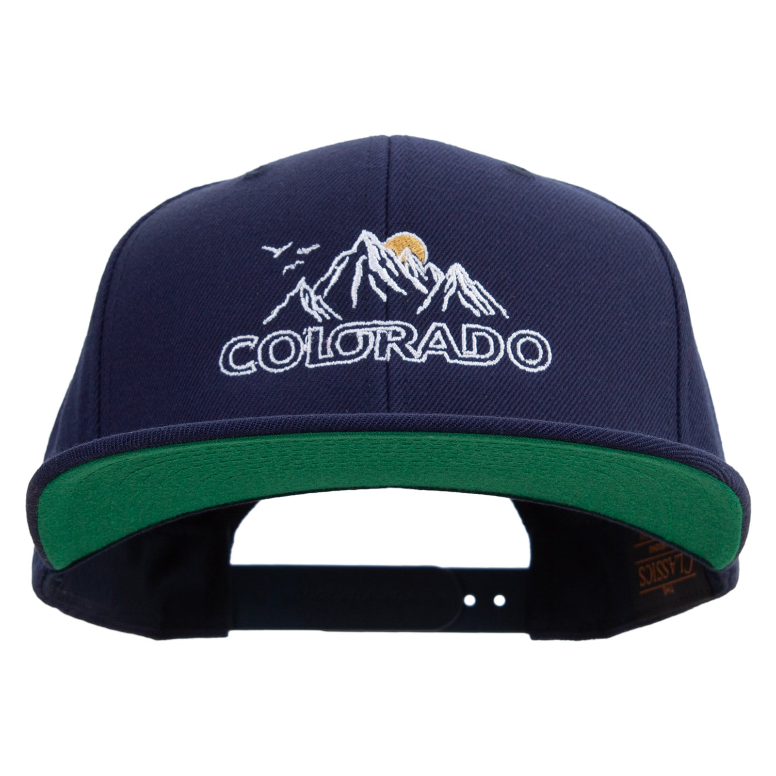 Colorado Mountains Logo Embroidered Wool Blend Prostyle Snapback - Navy ...