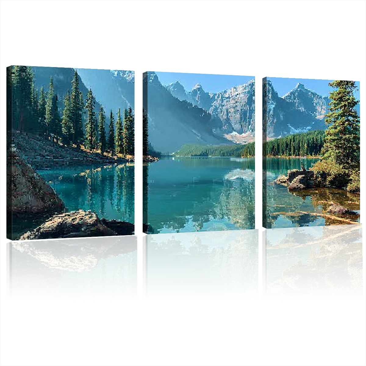 Colorado Mural, Snow Capped Mountains And Moran Lake National Park ...