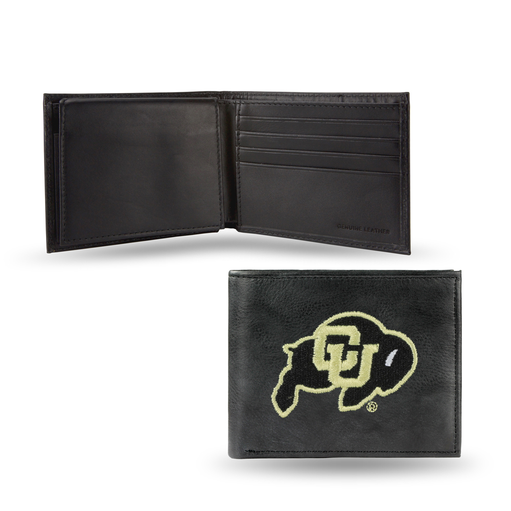 Colorado NCAA Buffaloes Embroidered Black Leather Passcase Bifold ...