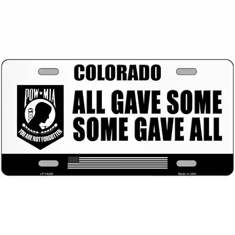 Colorado POW MIA Some Gave All Novelty Metal License Plate 24" x 12 ...