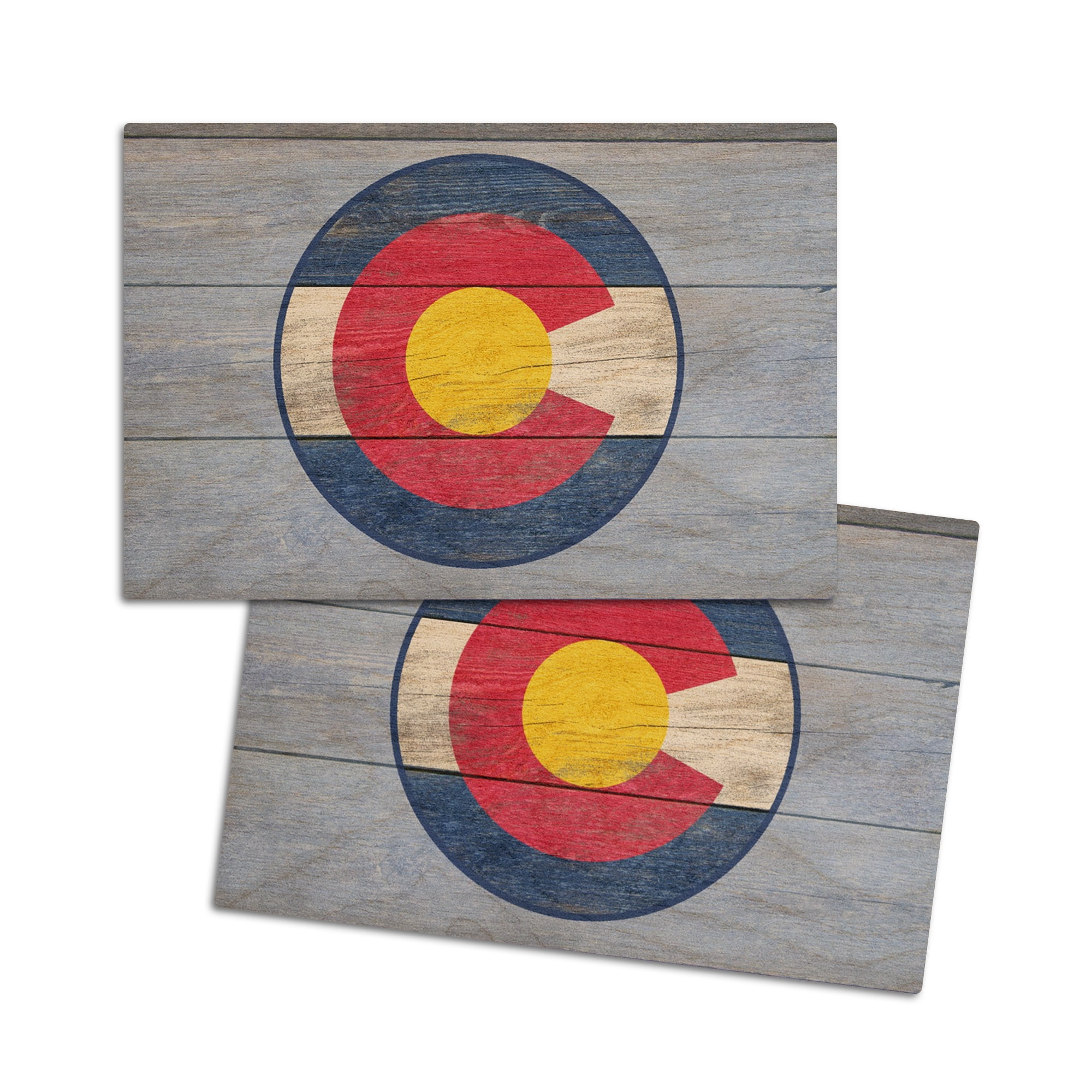 Colorado, Rustic State Flag, Contour (4x6 Birch Wood Postcards, 2-Pack ...