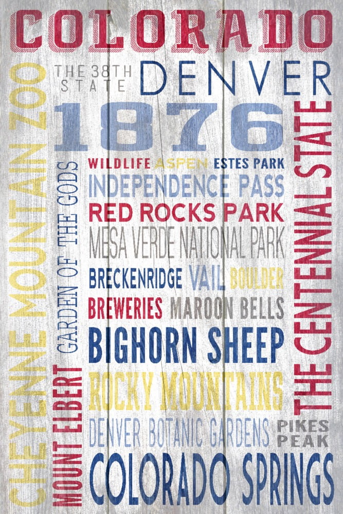 Colorado, Rustic Typography (36x54 Giclee Gallery Art Print, Vivid ...