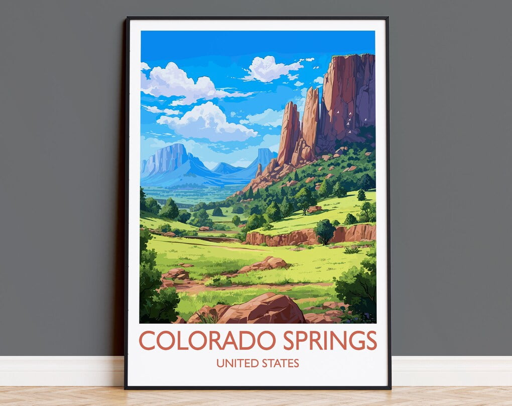 Colorado Springs Travel Print, Travel Poster Of Colorado Springs ...
