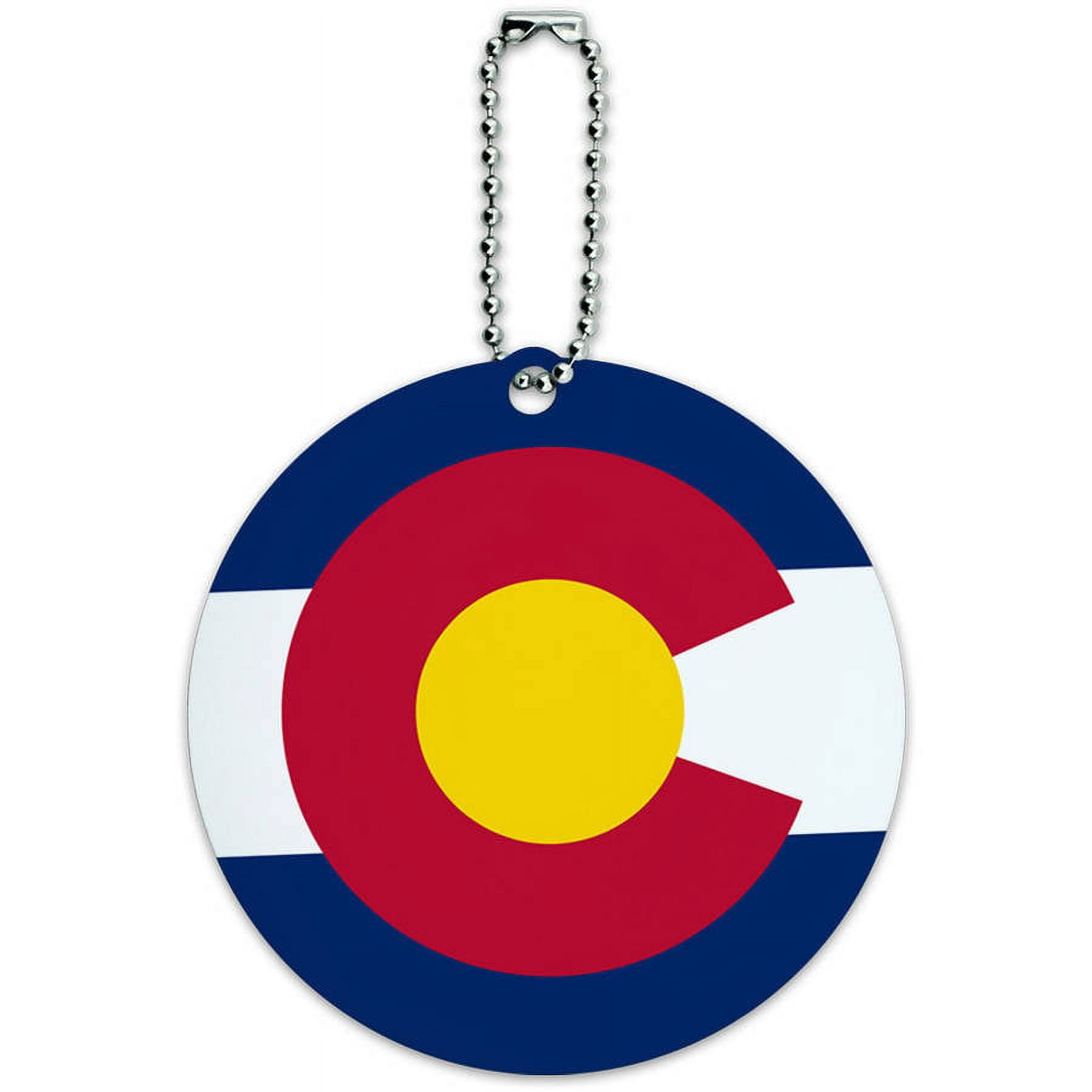 Colorado State Flag Round Luggage ID Tag Card for Suitcase or Carry-On ...