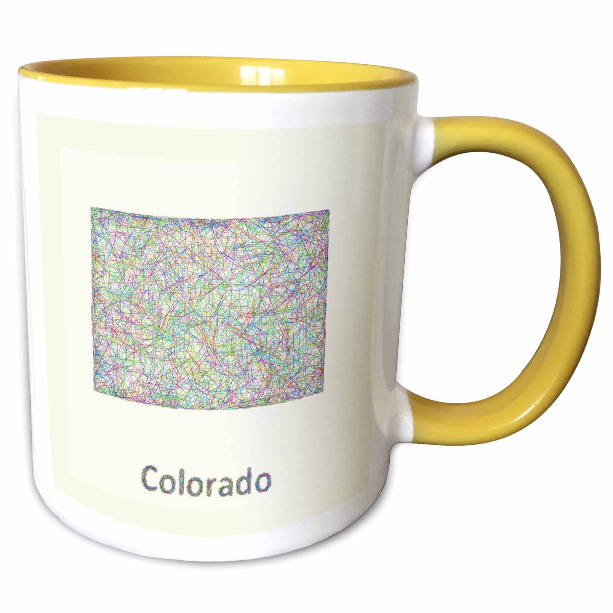 Colorado State Map - colorful line art graphic design 11oz Two-Tone ...