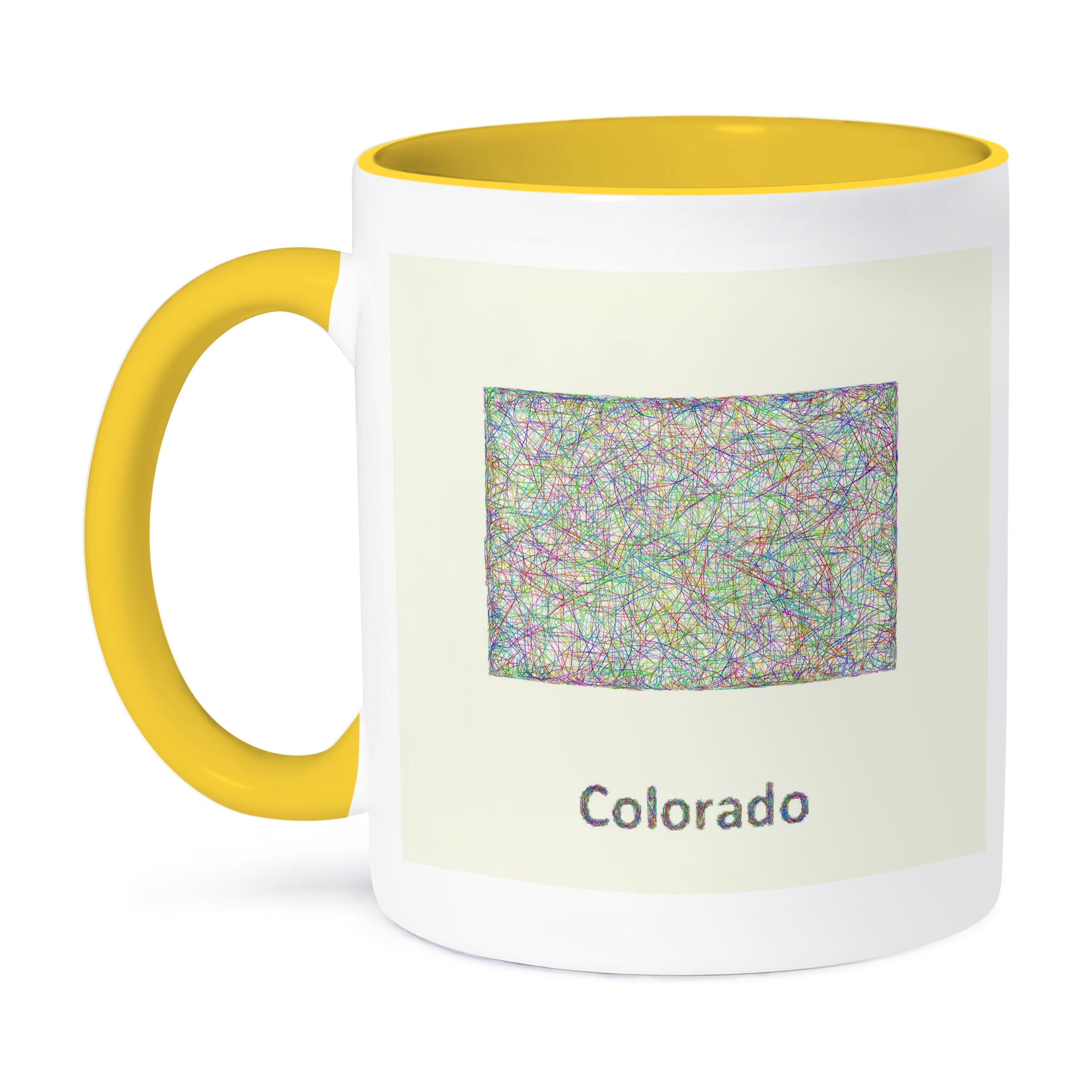 3dRose, Colorado State Map - colorful line art graphic design, 11oz Two ...