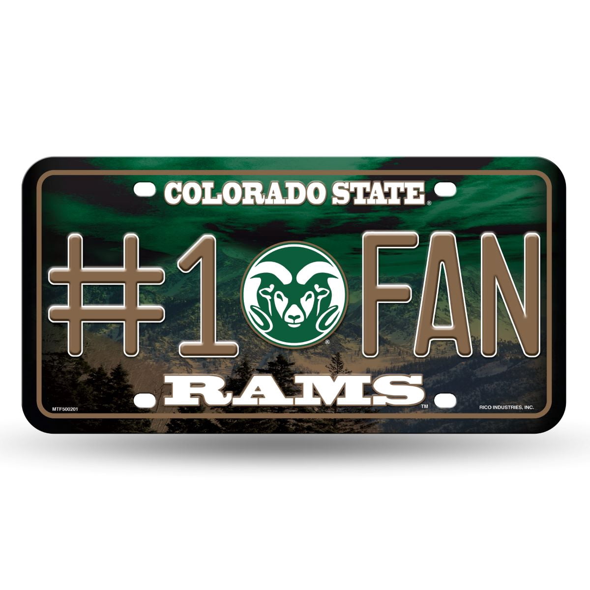 Colorado State NCAA Rams #1 Fan Metal License Plate Tag - Number One ...