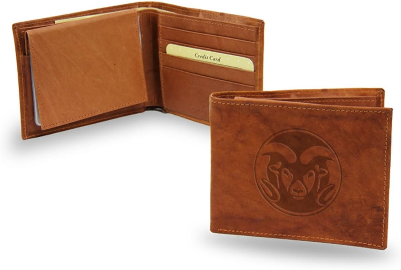 Colorado State NCAA Rams Brown Leather Embossed Bifold Passcase Wallet ...