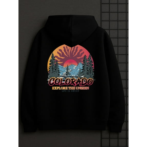 Colorado Sunset Black Unisex Hoodie: Breathable stretch fabric. Guys ...
