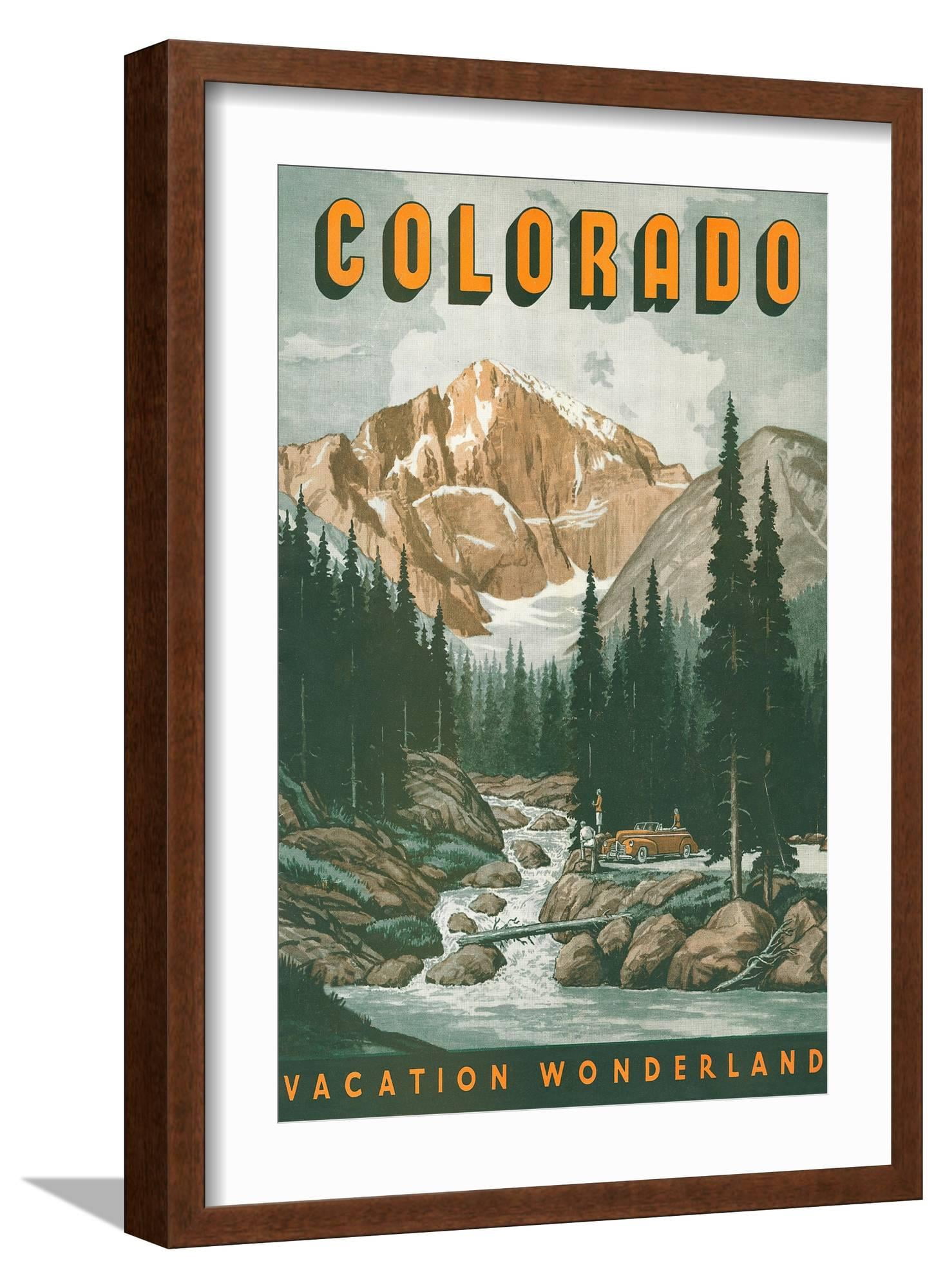 Art.com Colorado Travel Poster Art Print, Brown Frame Wall Art, 17" x ...