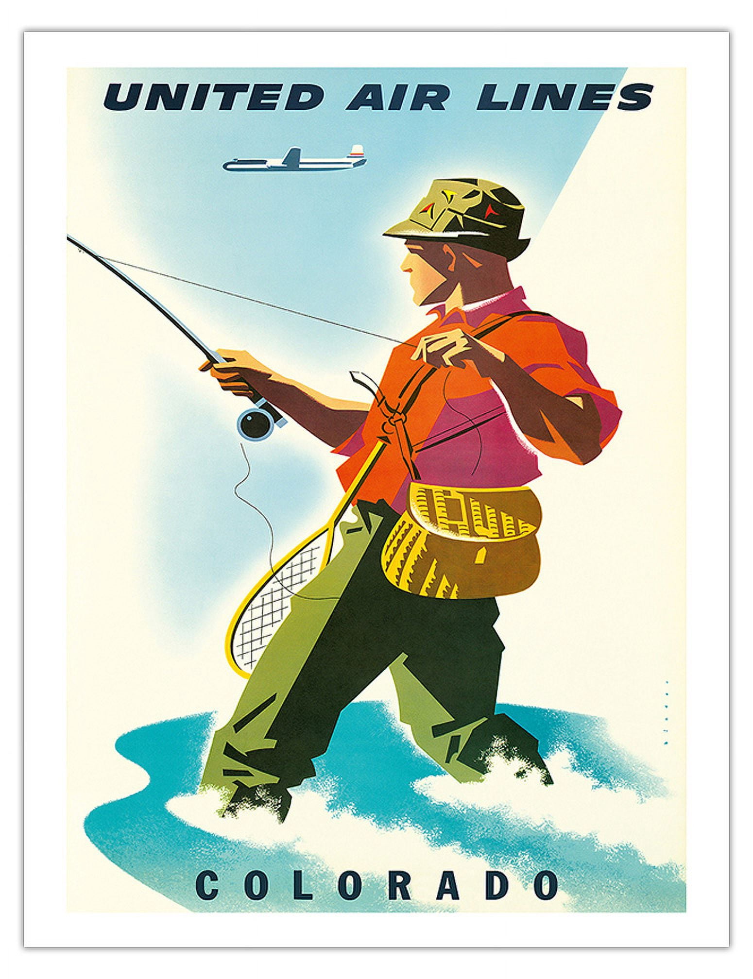 Colorado - United Air Lines - Fisherman Fly Fishing - Vintage Airline ...