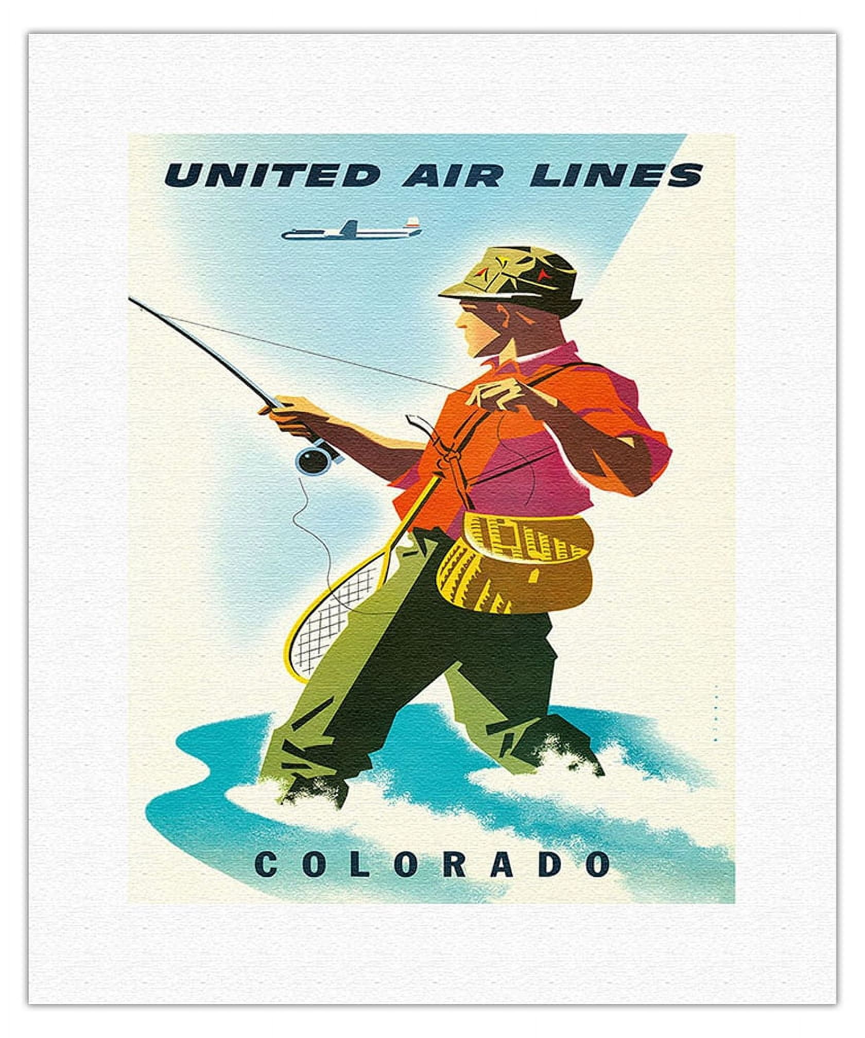 Colorado - United Air Lines - Fisherman Fly Fishing - Vintage Airline ...